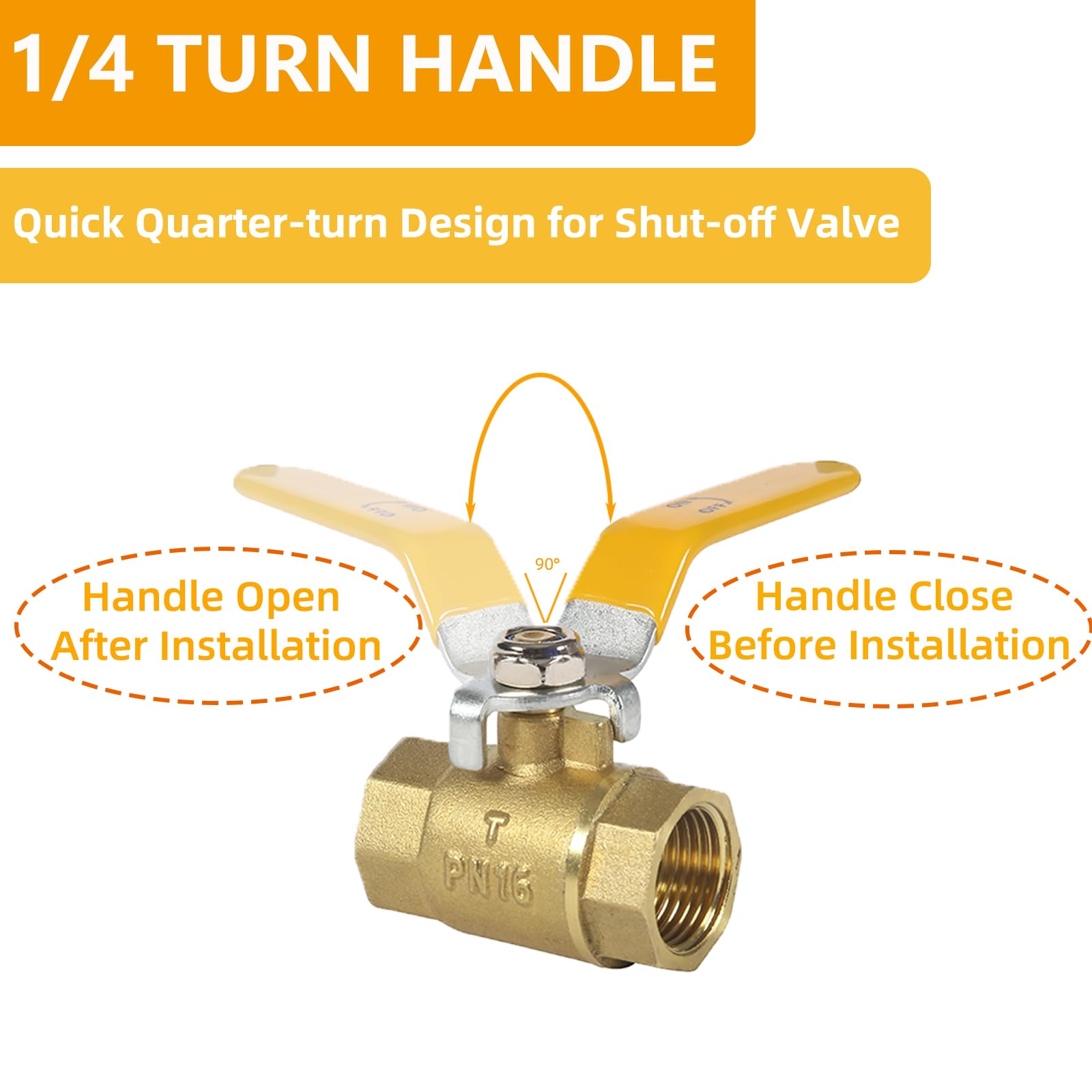 Snapklik.com : 12 Pack 1/2 Full Port Brass Ball Valve 1/2 Inch Female ...