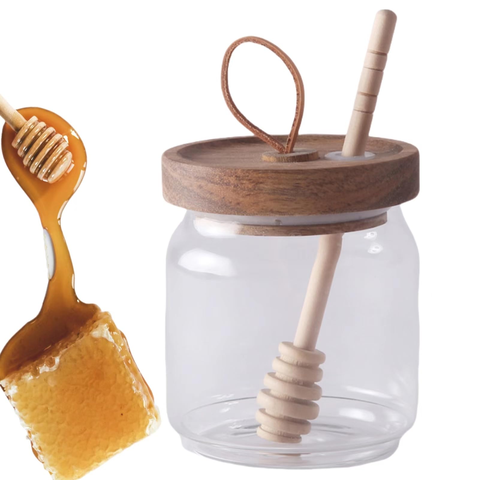 Amazon.com: Cauyaoa Honey Jars with Dipper, 17 oz Airtight Glass Honey ...