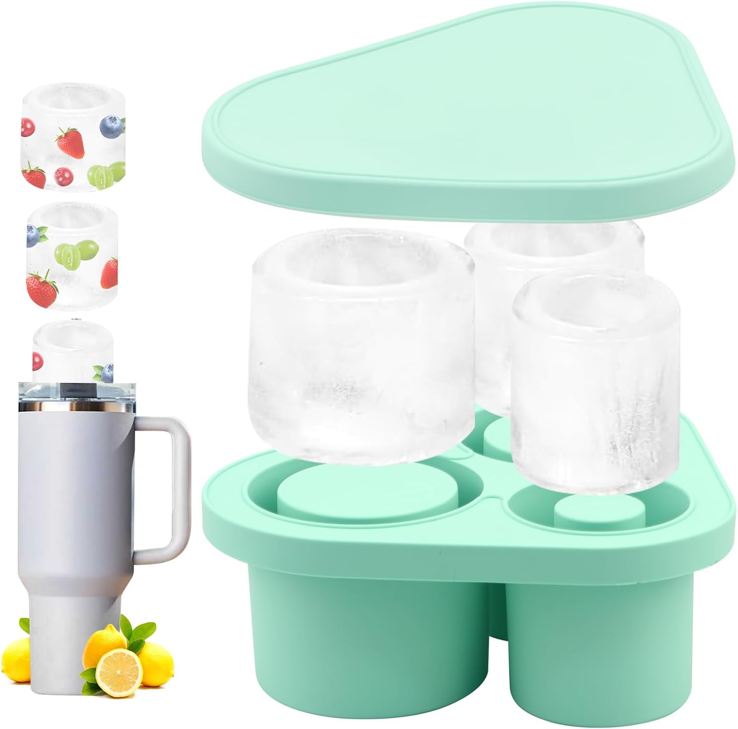 Silicone Ice Cube Tray for Stanley Cups 3 Compartment Ice Cube Tray for ...