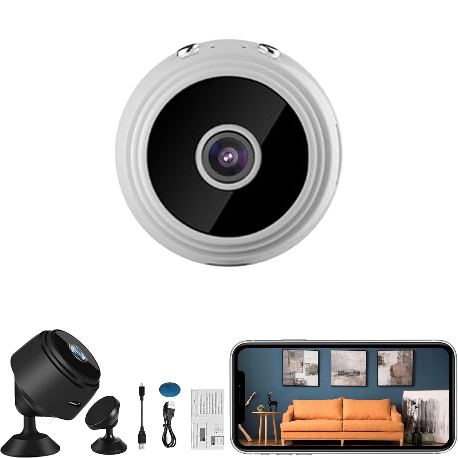 Spy Lens Cam Magnetic Mini Security Camera, 2025 Upgraded Mini 1080p HD ...