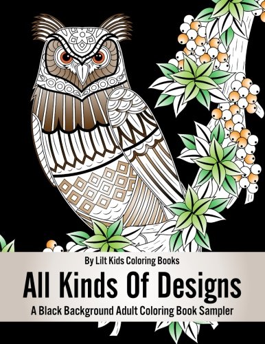 Amazon.com: All Kinds of Designs: A Black Background Adult Coloring ...