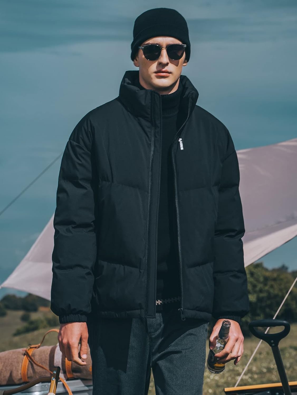 Amazon.com: Jackets for Men Men's Jacket Men Funnel Neck Puffer Coat ...