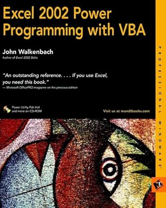 Excel 2002 Power Programming With Vba (EXCEL POWER PROGRAMMING WITH VBA): Walkenbach, John ...