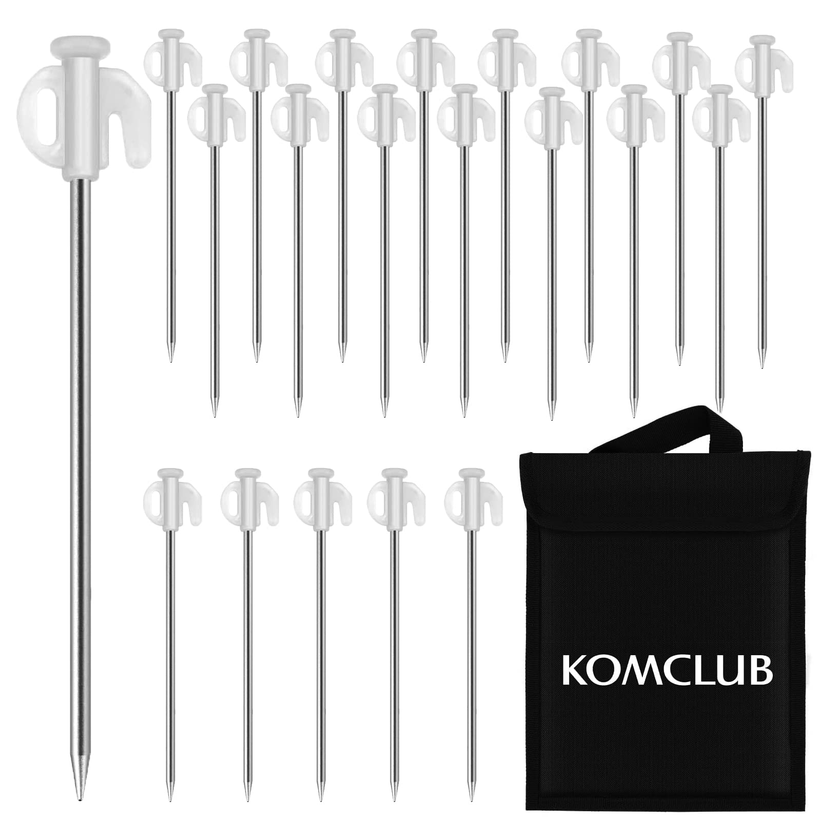 Snapklik.com : KOMCLUB 20PCS Tent Stakes Heavy Duty Tent Pegs Metal ...