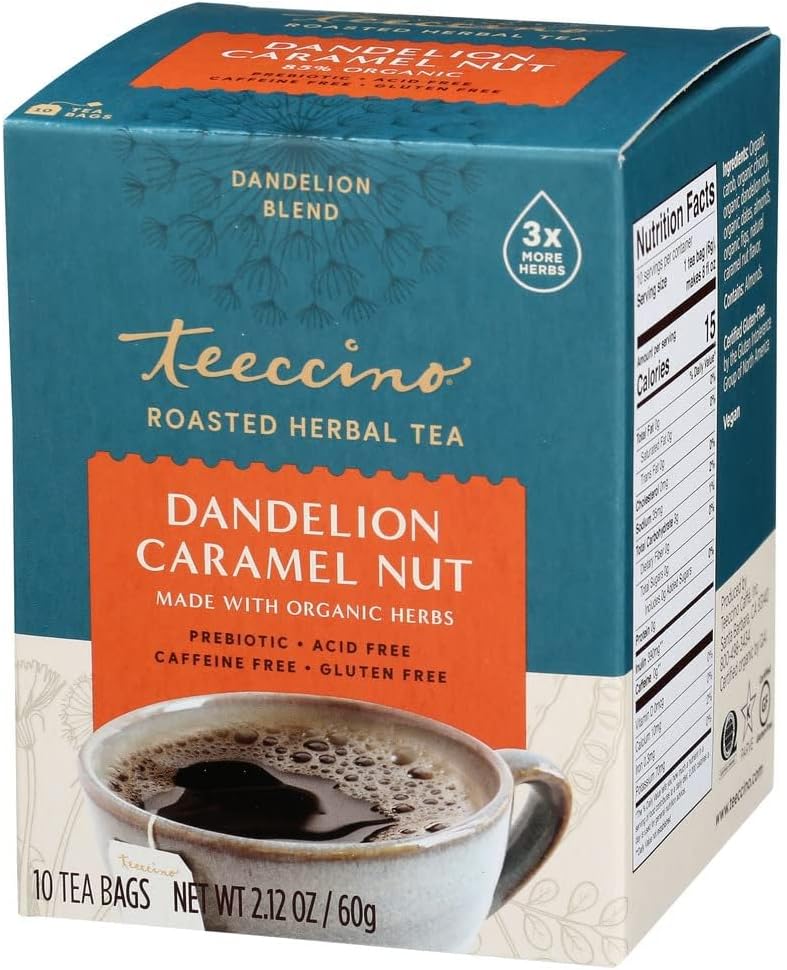 Amazon.com : Teeccino Dandelion Caramel Nut Tea - Caffeine Free ...