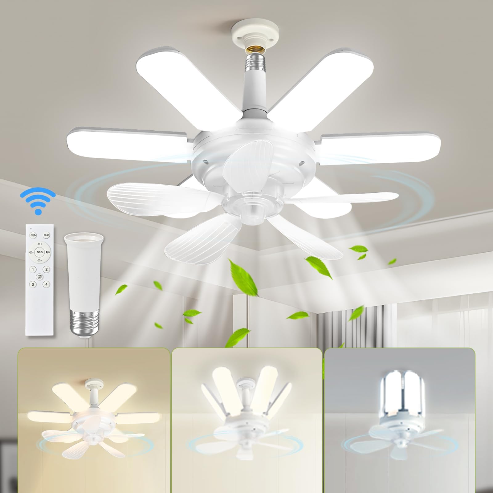Amazon.com: Bell+Howell Socket Air Wireless Ceiling Fan Light with ...