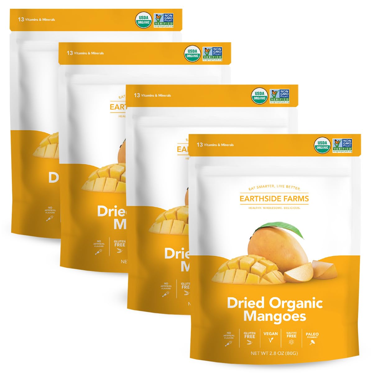 Amazon.com: Earthside Farms Organic Dried Mangoes, Plain Dried Mangoes ...