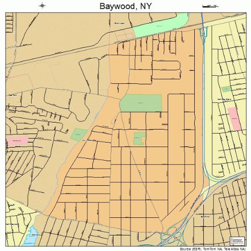 Amazon.com: Large Street & Road Map of Baywood, New York NY - Printed ...