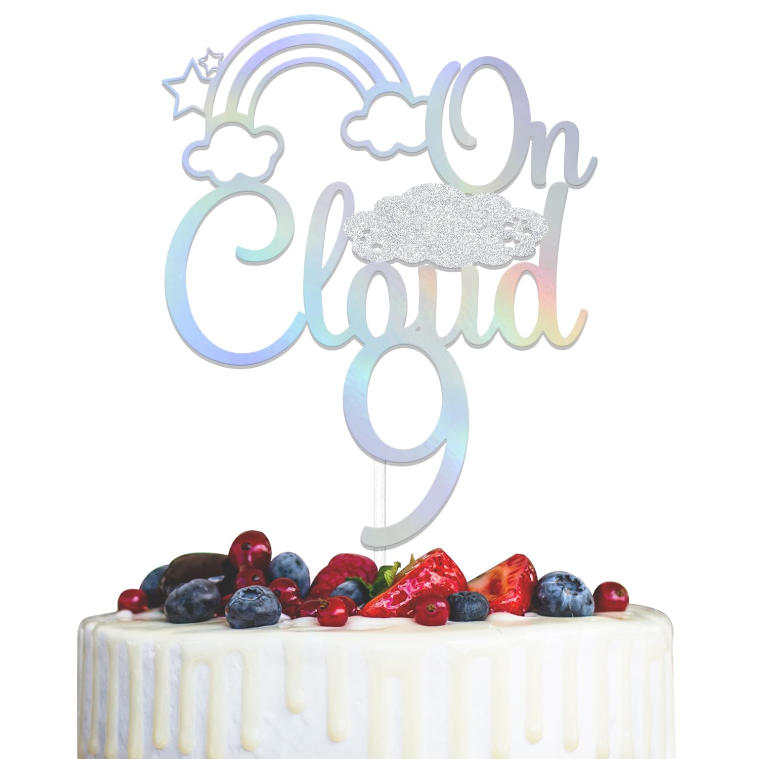 Amazon.com: On Cloud 9 Cake Topper 9th Birthday Cake Topper 9th Birthday Decorations Cloud Cake ...