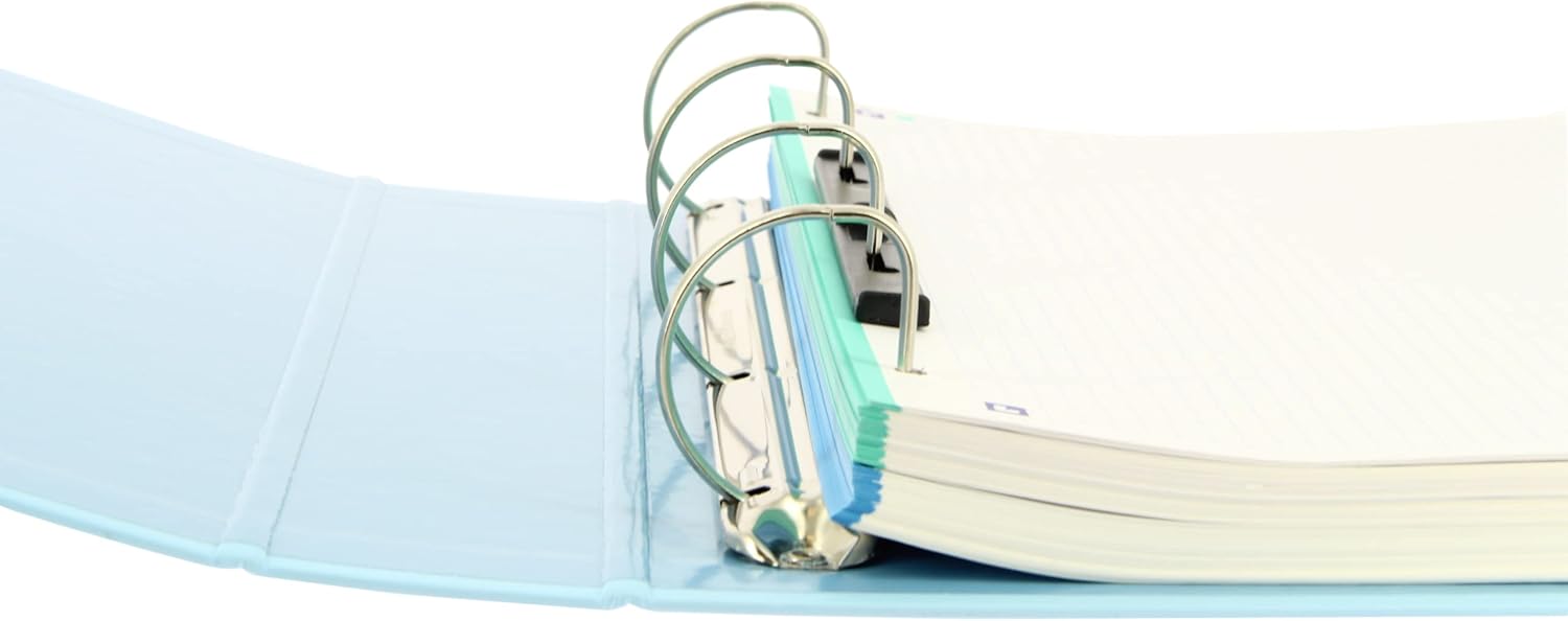 Oxford, 4 Ring Binder A4+, Extra Lid, Spine 40 mm, Pastel Blue ...