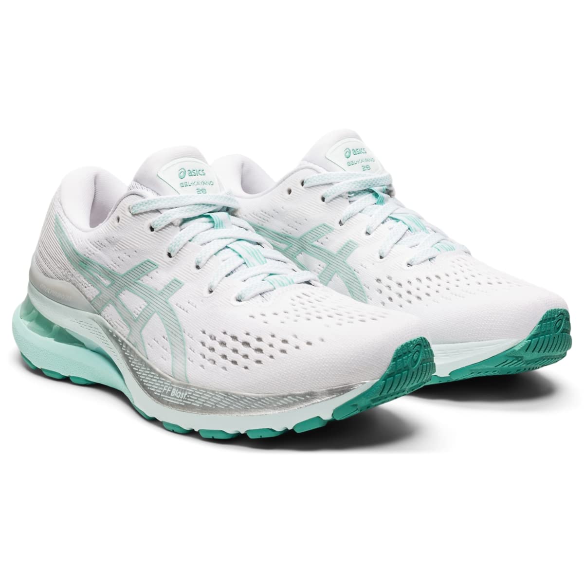 ASICS Women's Gel-Kayano 28 Running Shoes, 9, White/Oasis Green
