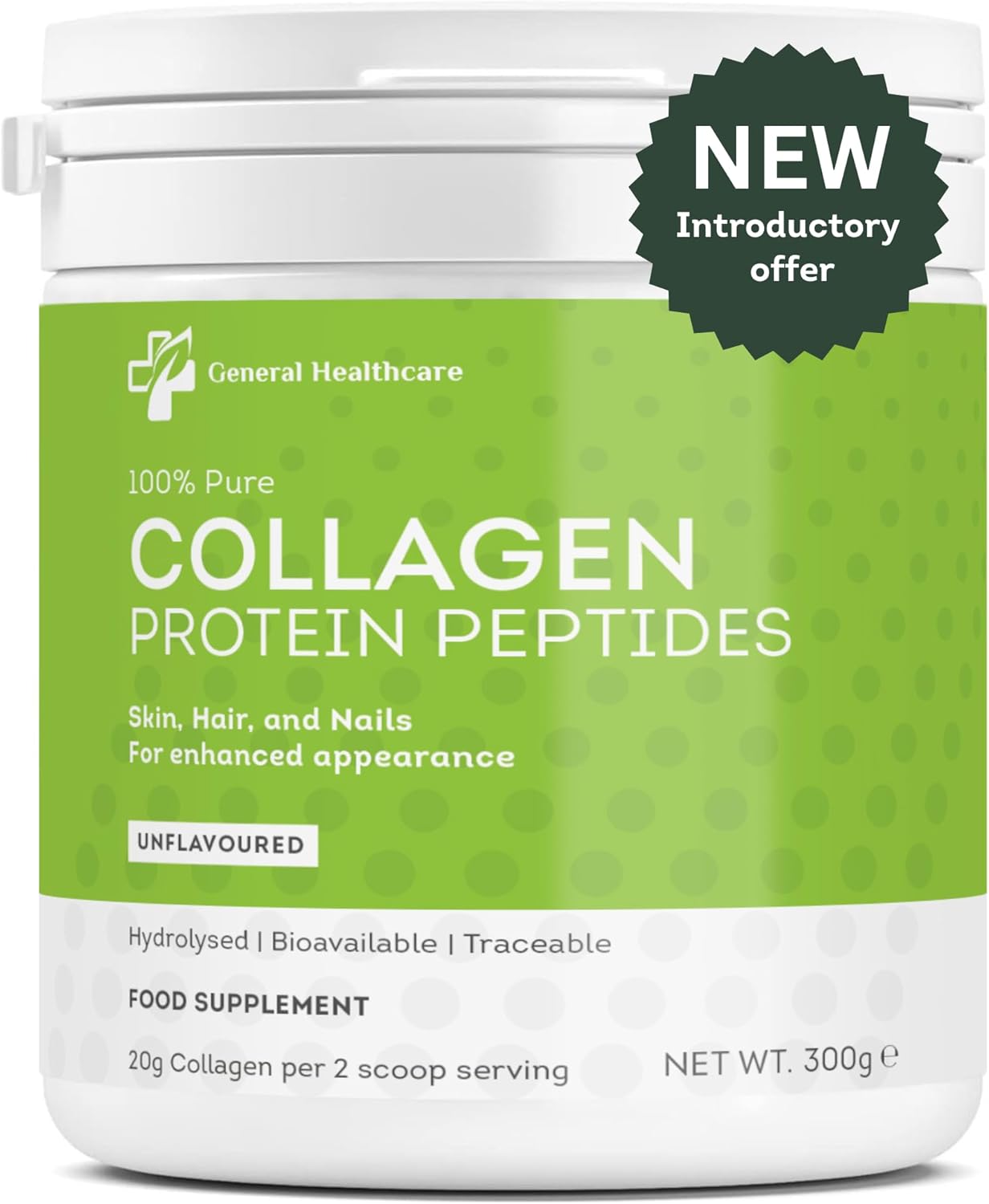 100% Pure Collagen Powder Protein Peptides - General Healthcare 300g ...