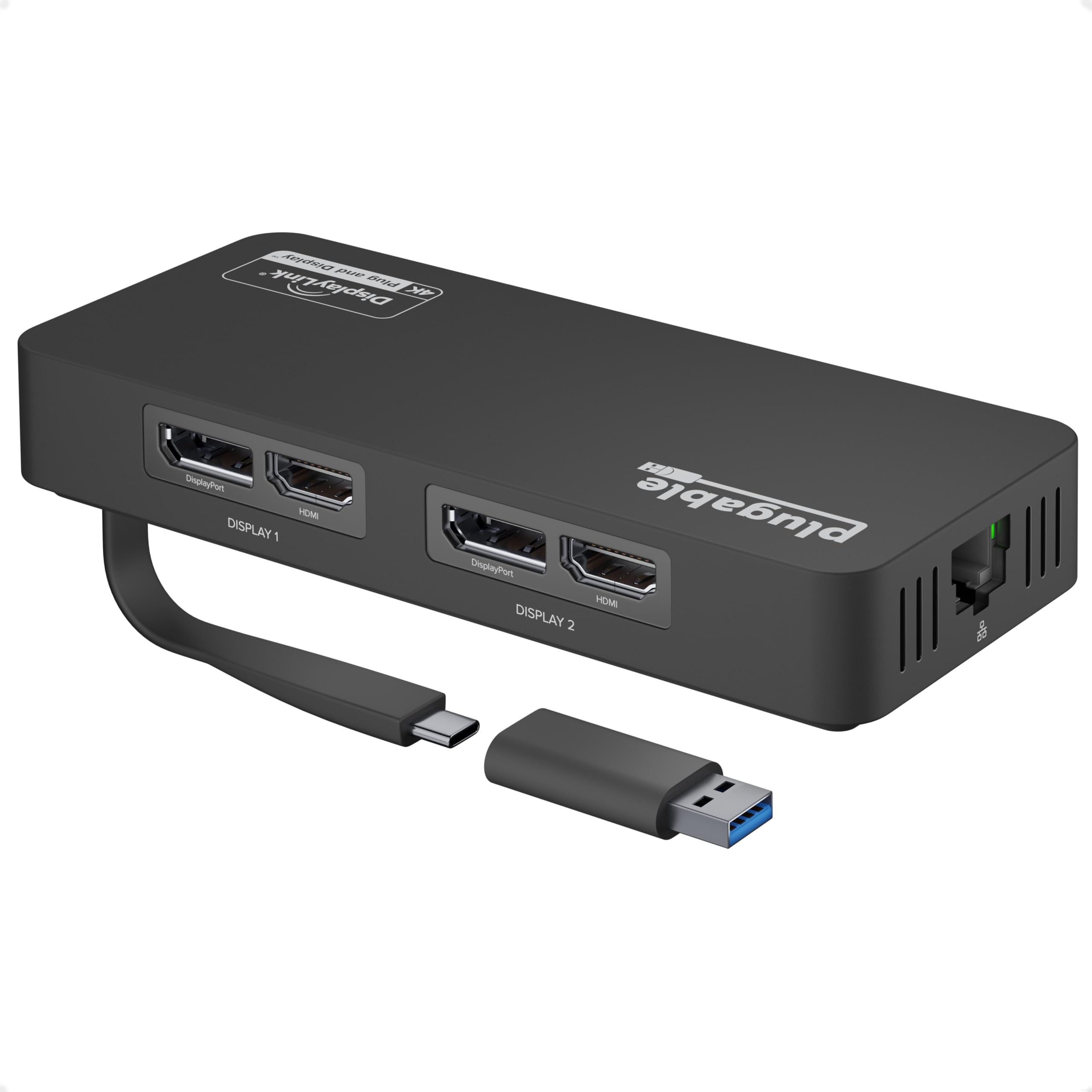 Amazon.com: Plugable 4K DisplayPort and HDMI Dual Monitor Adapter for ...