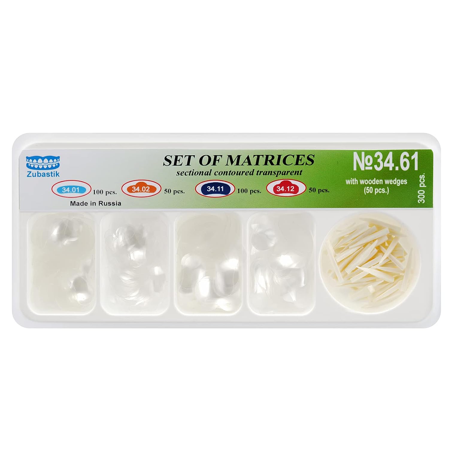 Dental transparent clear sectional contoured matrices matrix 300 pcs ...