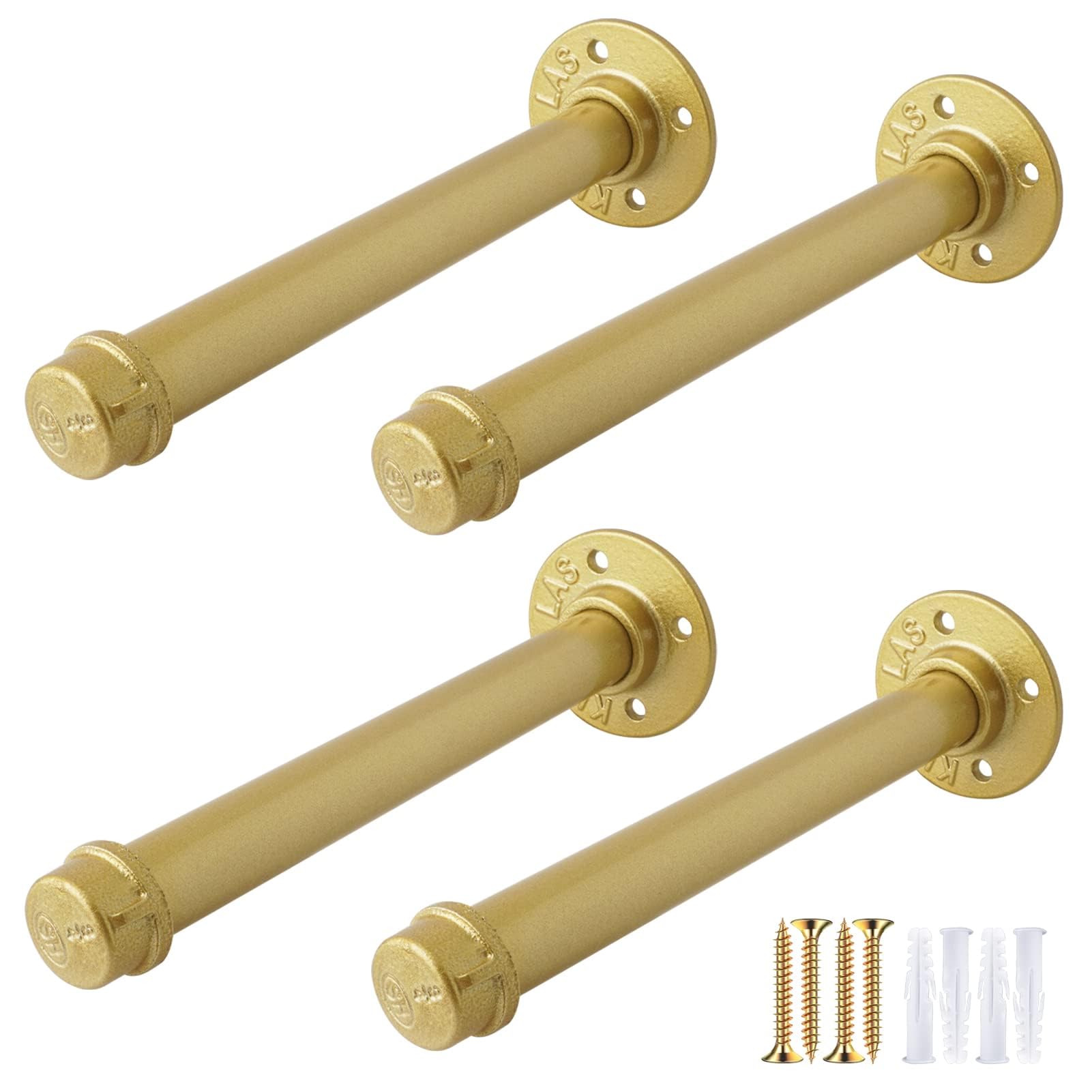 Snapklik.com : OVOV Gold Industrial Pipe Shelf Brackets Heavy Duty Pipe ...