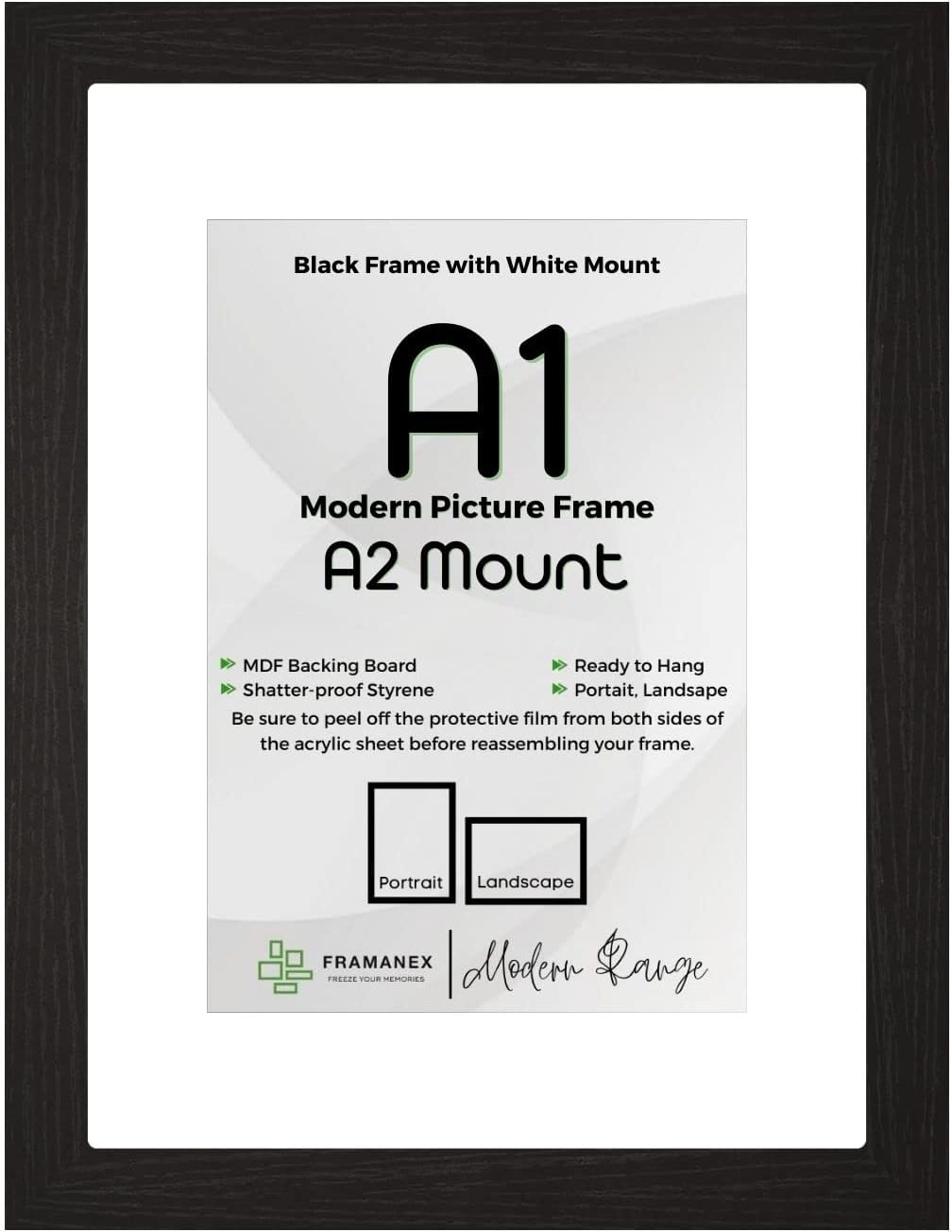 FRAMANEX BLACK Large A1 Picture Poster Frame Size 23.4 X 33.1 inch, 59. ...