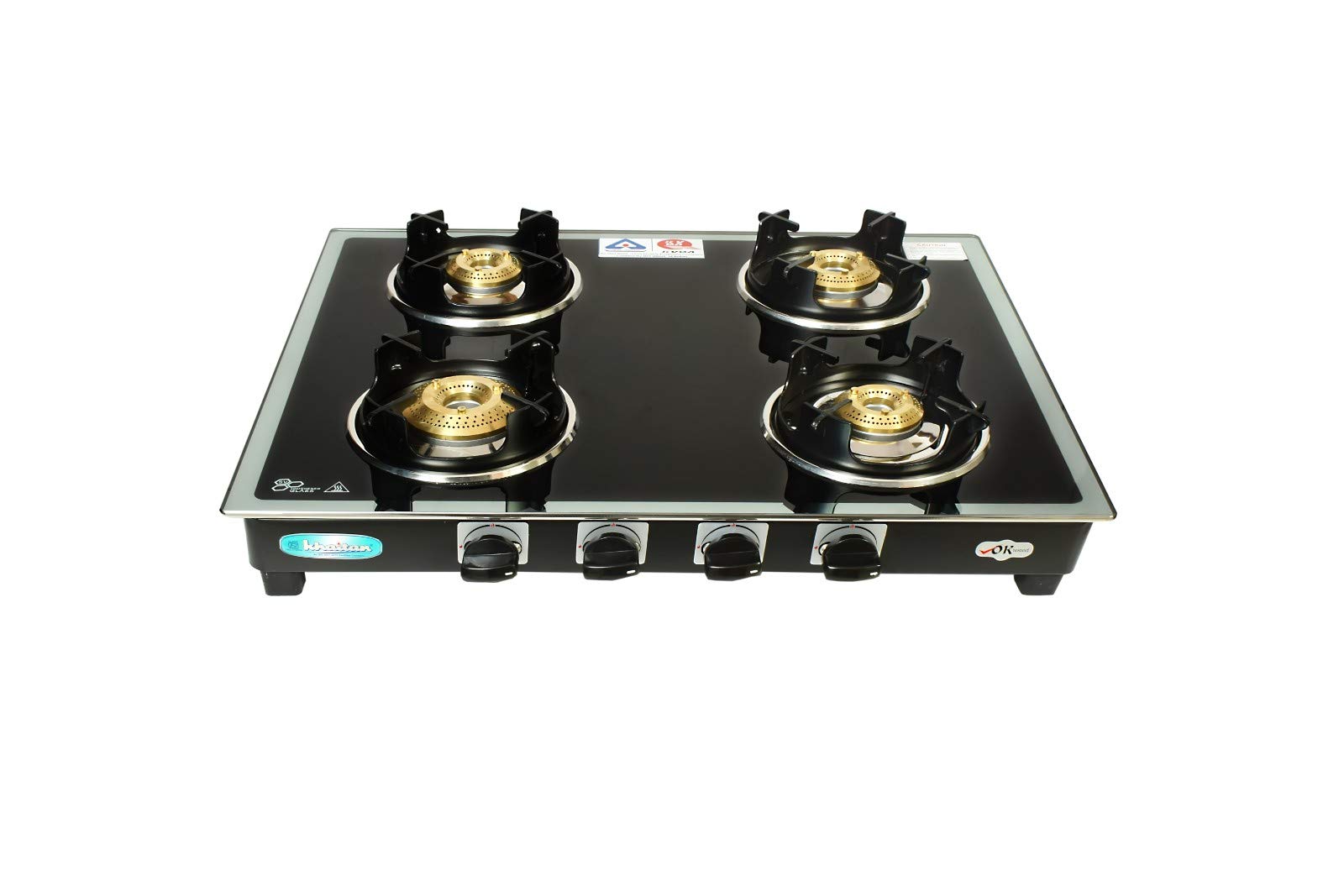 Buy Khaitan Stainless Steel 4 Burner Royale MS Toughened Glass Top ...