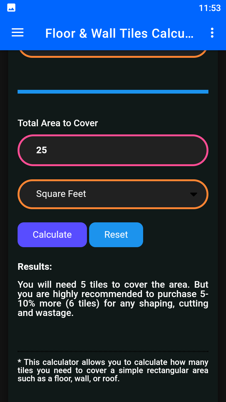 Floor & Wall Tiles Calculator - App on Amazon Appstore