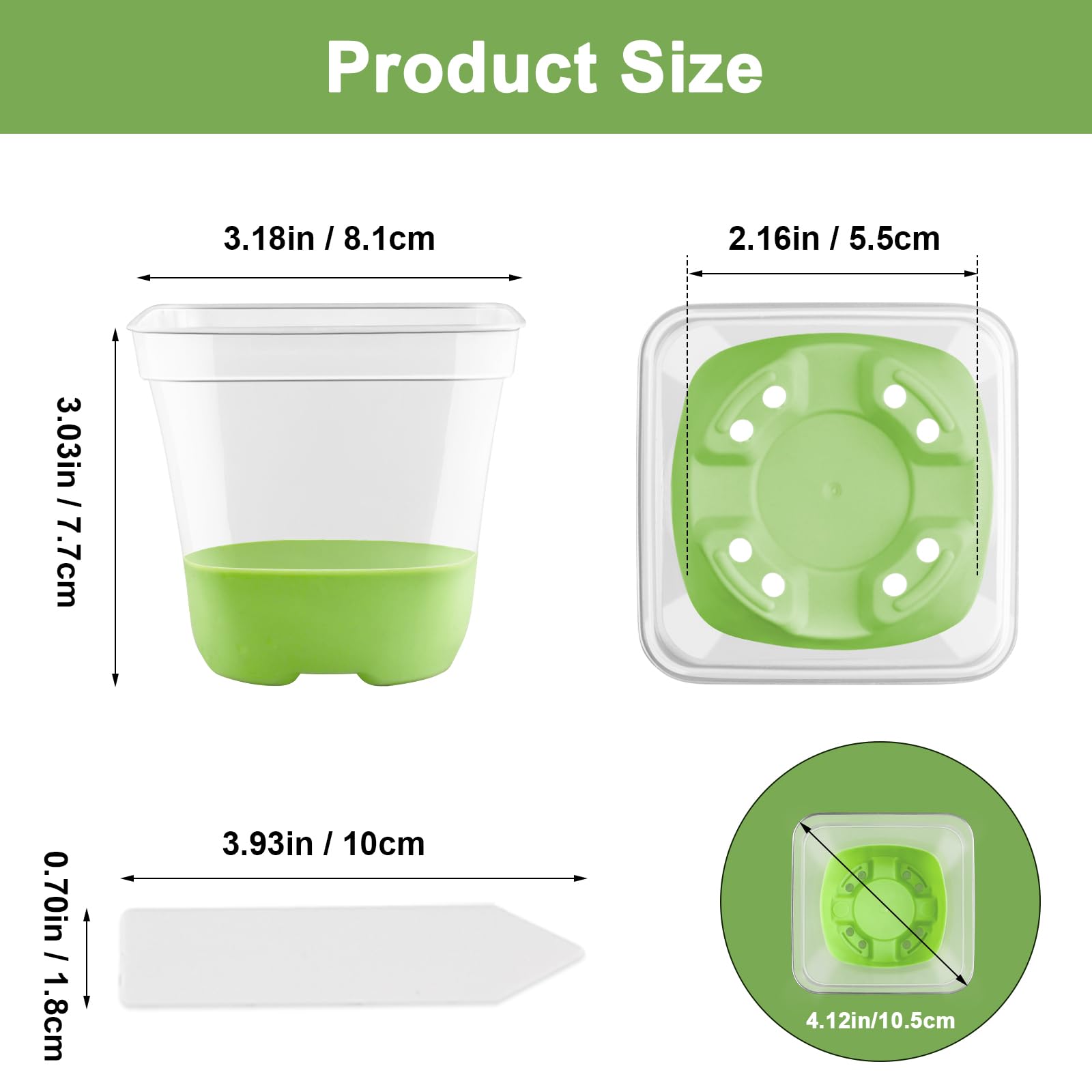 36 Packs 3 Inch Square Plastic Nursery Pots, Clear Plant Pot with Soft ...