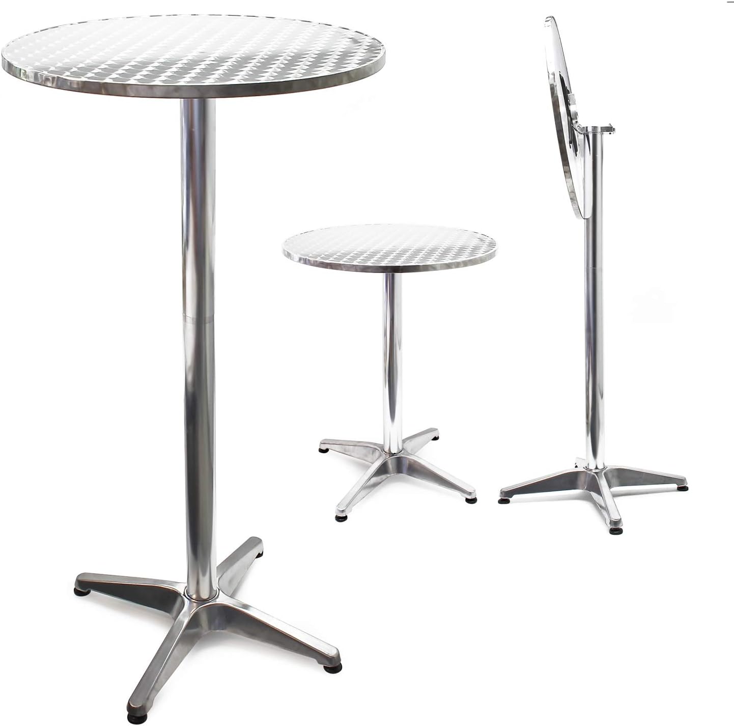 WilTec Table Bistro Haute de Bar Aluminium Pliable Réglage en Hauteur ...