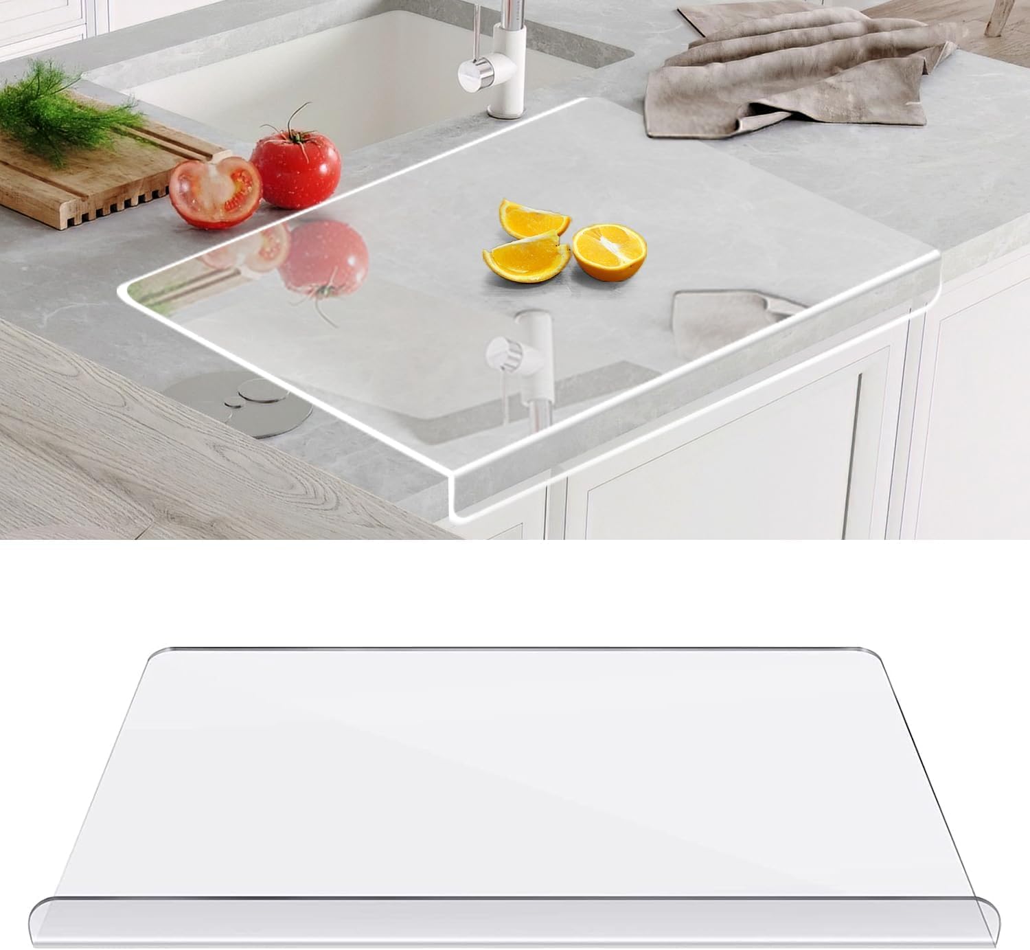 Amazon.com: Clear Cutting Board for Kitchen with Lip with Non Slip 24 ...