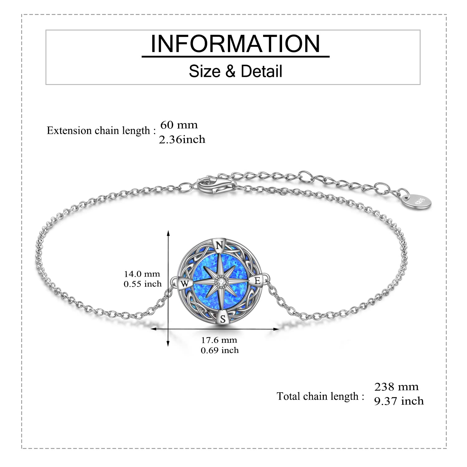 Snapklik.com : Compass Bracelet Sterling Silver Celtic Knot Opal ...