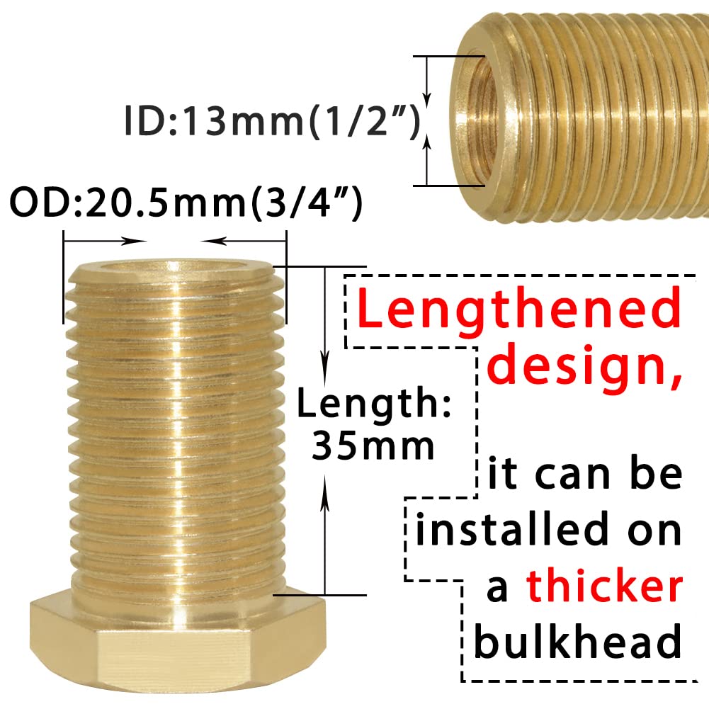 Snapklik.com : Joywayus Brass Full Thread Lengthened Bulkhead Fitting 1 ...