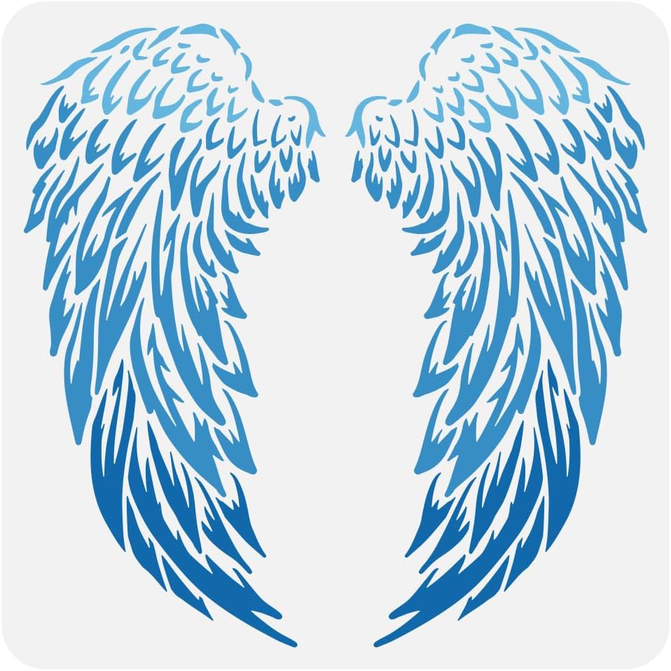 Amazon.com : FINGERINSPIRE Angel Wings Painting Stencil 11.8x11.8 inch ...