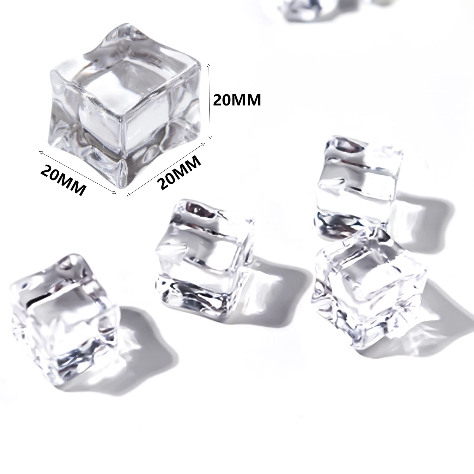 50 Piece 20 * 20MM Fake Ice Cubes Acrylic Plastic Ice Cubes Decorative ...