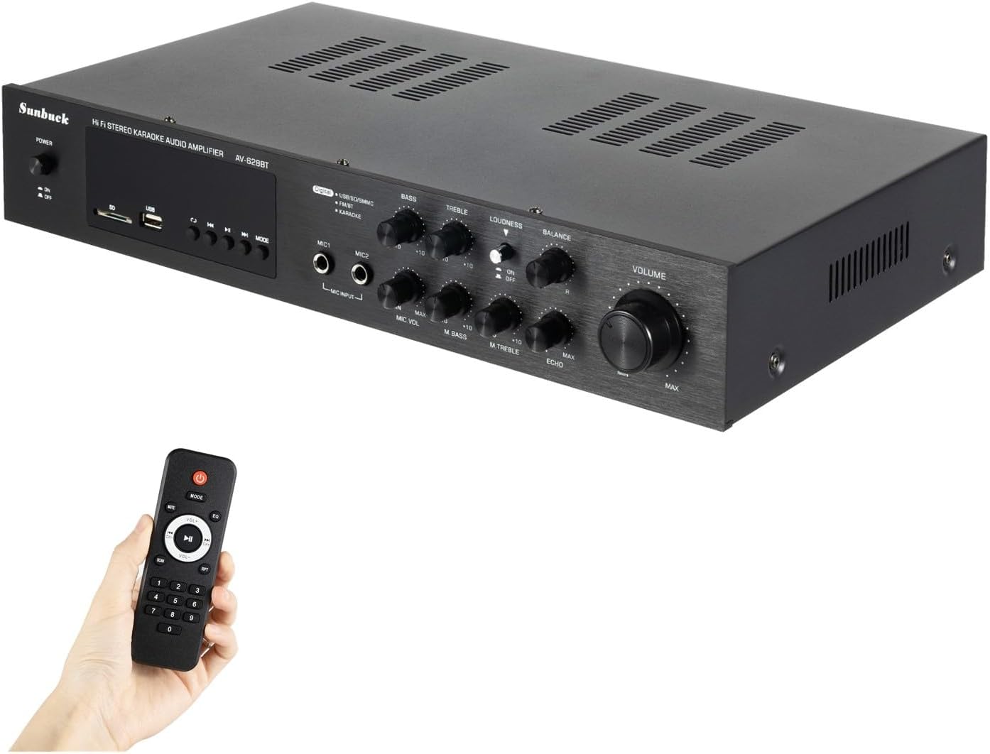 HiFi Verstärker 5K Bluetooth 600W Stereo Audioverstärker, 4.2 FM/AM-Radio Leistungsverstärk mit ...