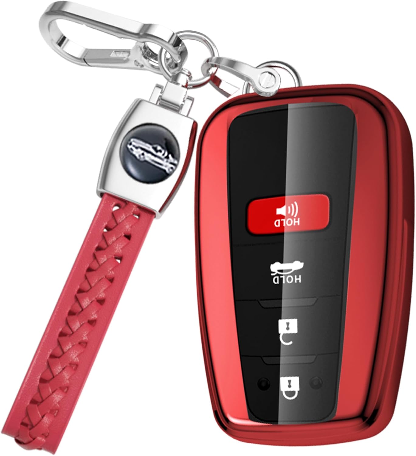 Amazon.com: Flensent for Toyota Key Fob Cover with Leather Keychain ...