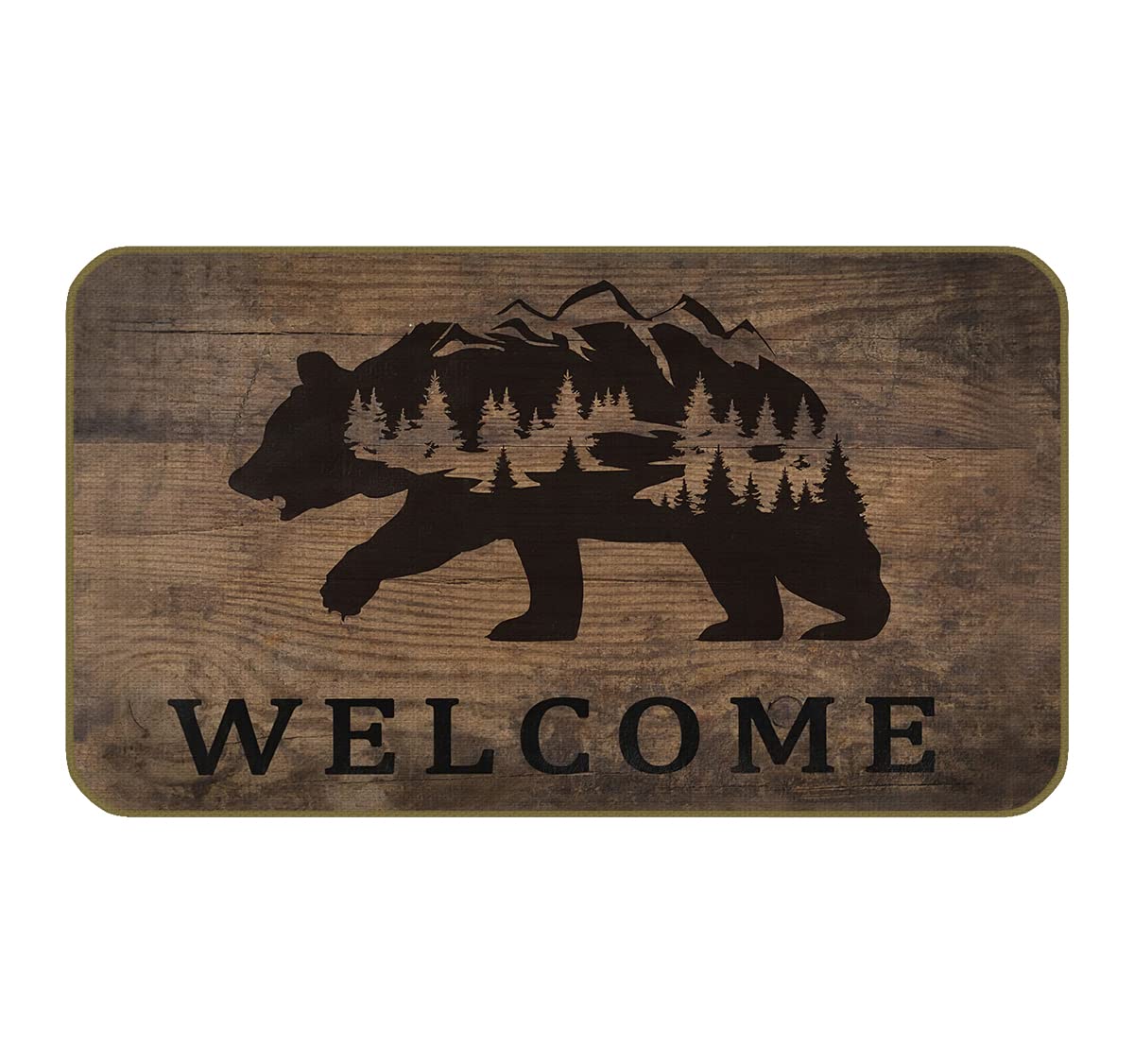 Amazon.com: UINHMOP 17''×30'' Vintage Wood Forest Bear Welcome ...