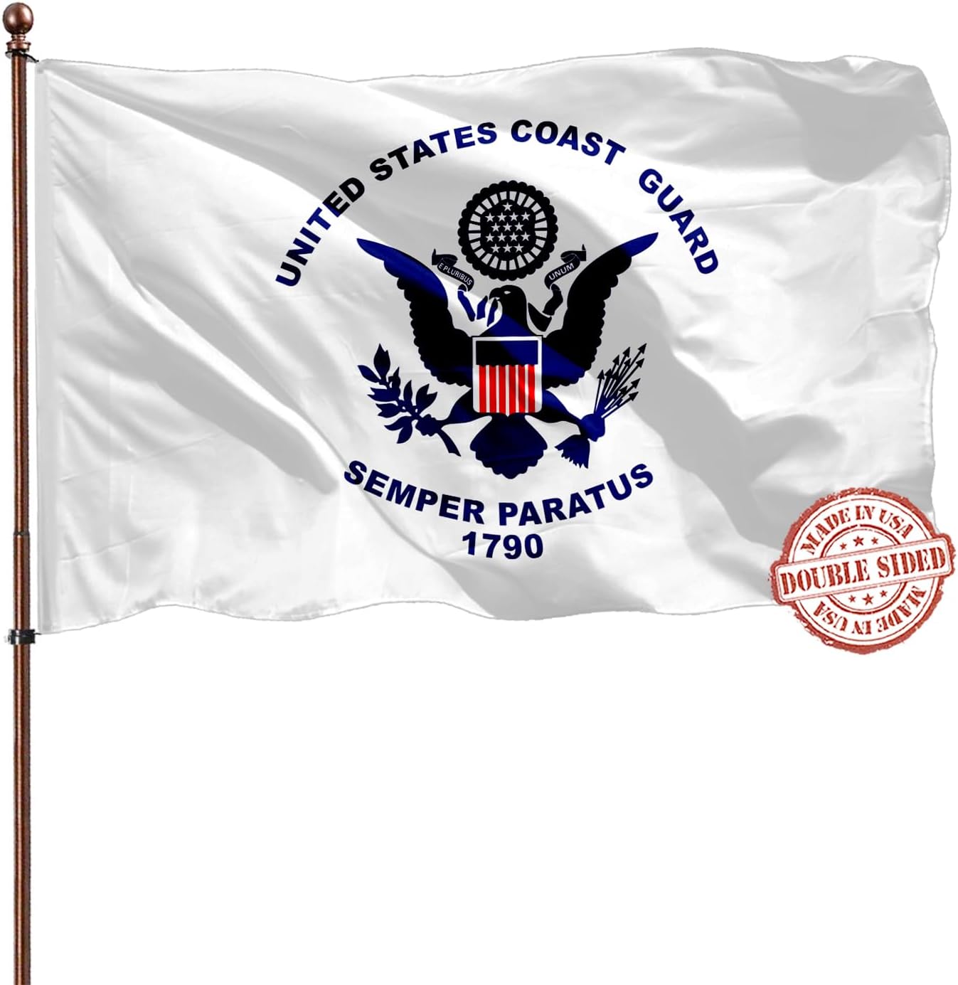 Amazon.com : USCG Coast Guard Flag 2x3 Double Sided- Heavy Duty 3 Ply ...