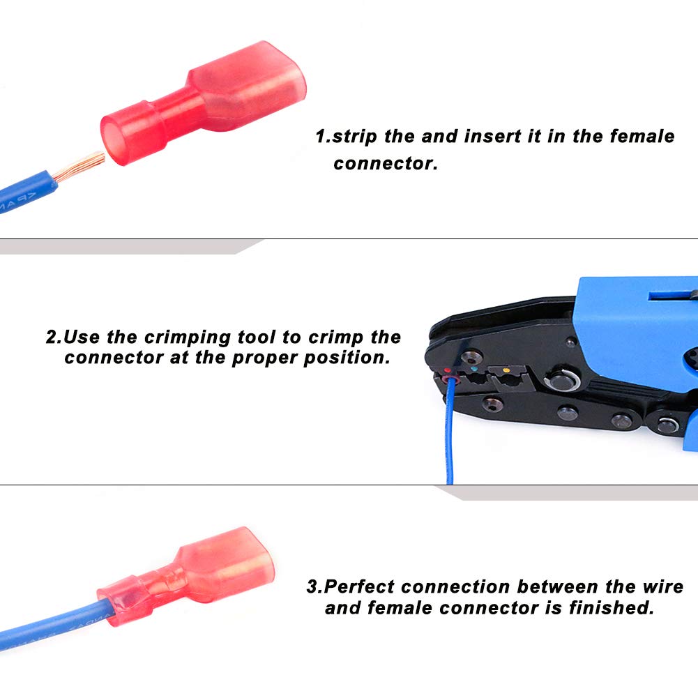 Snapklik.com : Female Spade Connector 22-16 Gauge 200PCS Nylon Fully ...