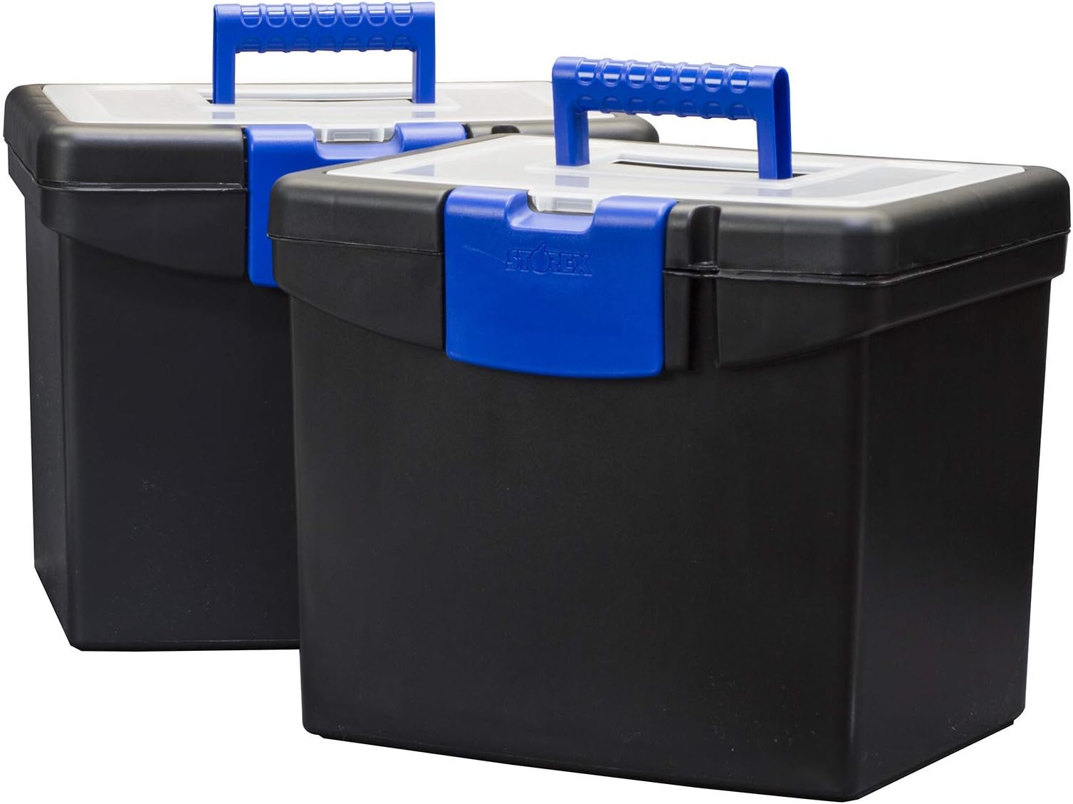 Storex 61415B02C File Storage Box with XL Storage Lid, Black/Blue, 2 ...