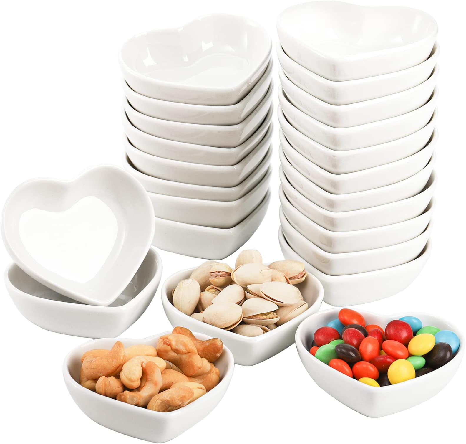 Amazon.com: Dandat 24 Pcs Heart Love Shaped Soy Sauce Dish Mini Ceramic ...