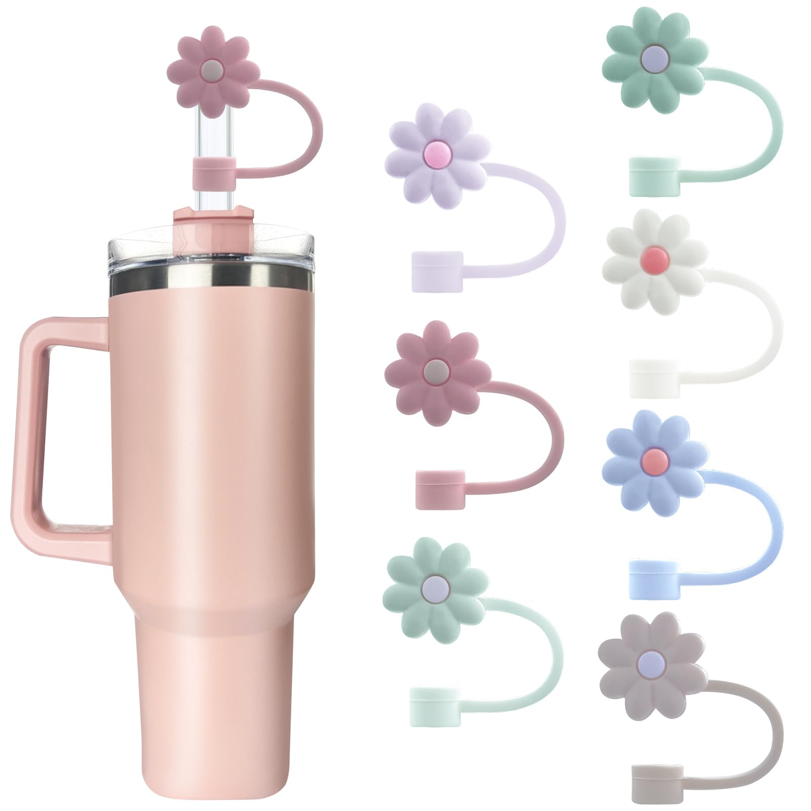 7Pcs 0.4in/10mm Diameter Silicone Straw Covers Cap Compatible with ...