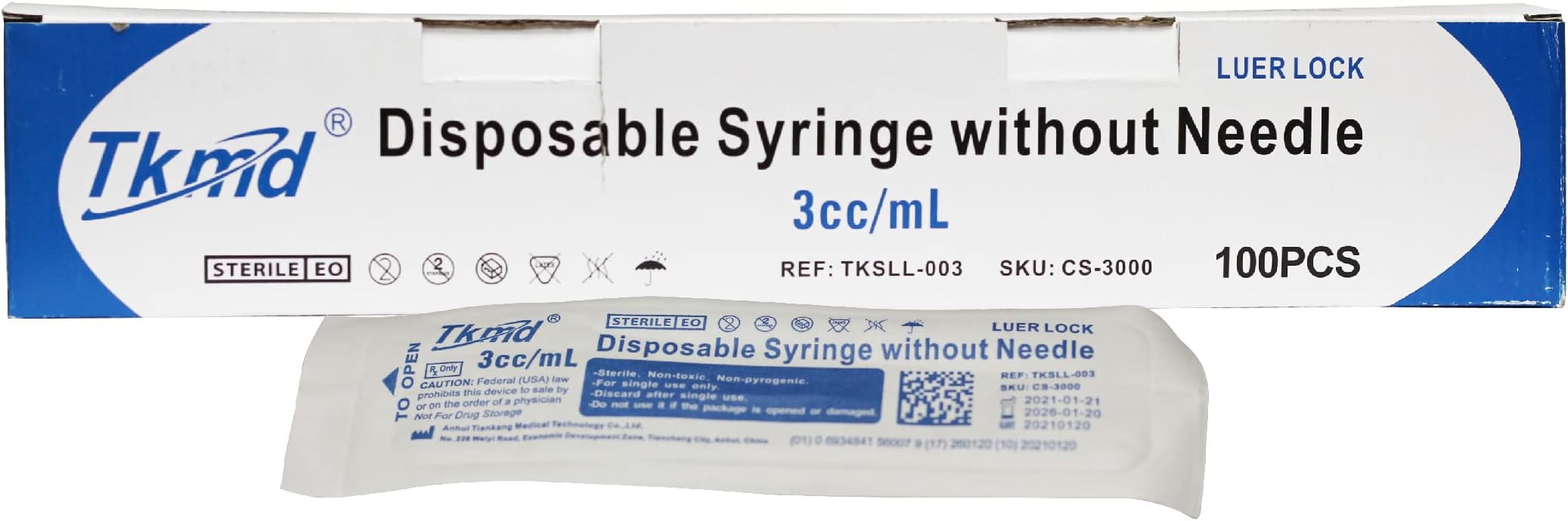 Luer Lock Syringes 100 Pack Syringe With Needle 30 Pack 3ml Disposable ...