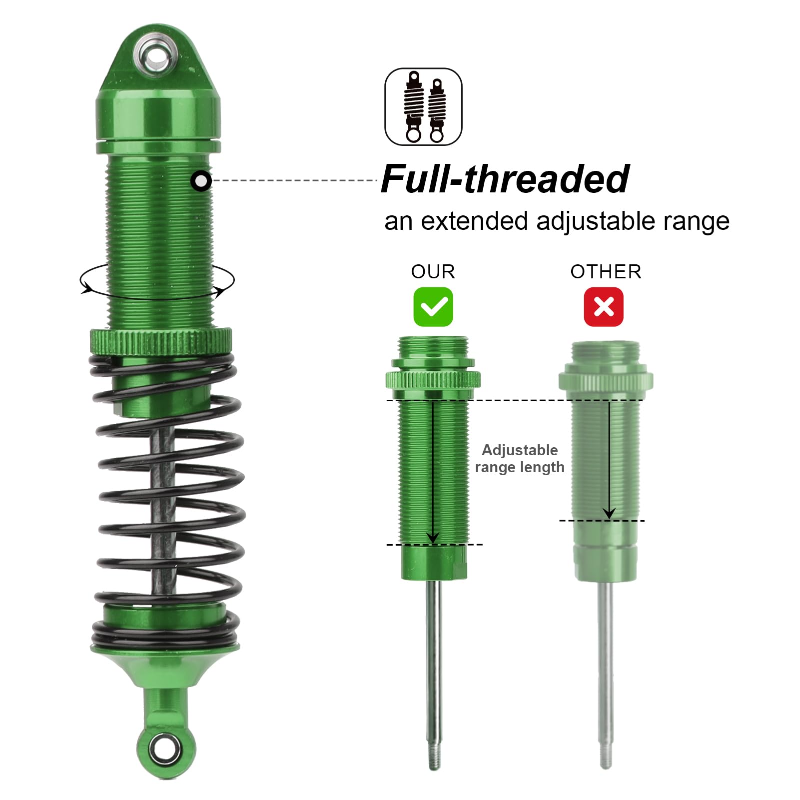 Snapklik.com : HobbyPark Aluminum Alloy Shock Absorber Assembled Full ...