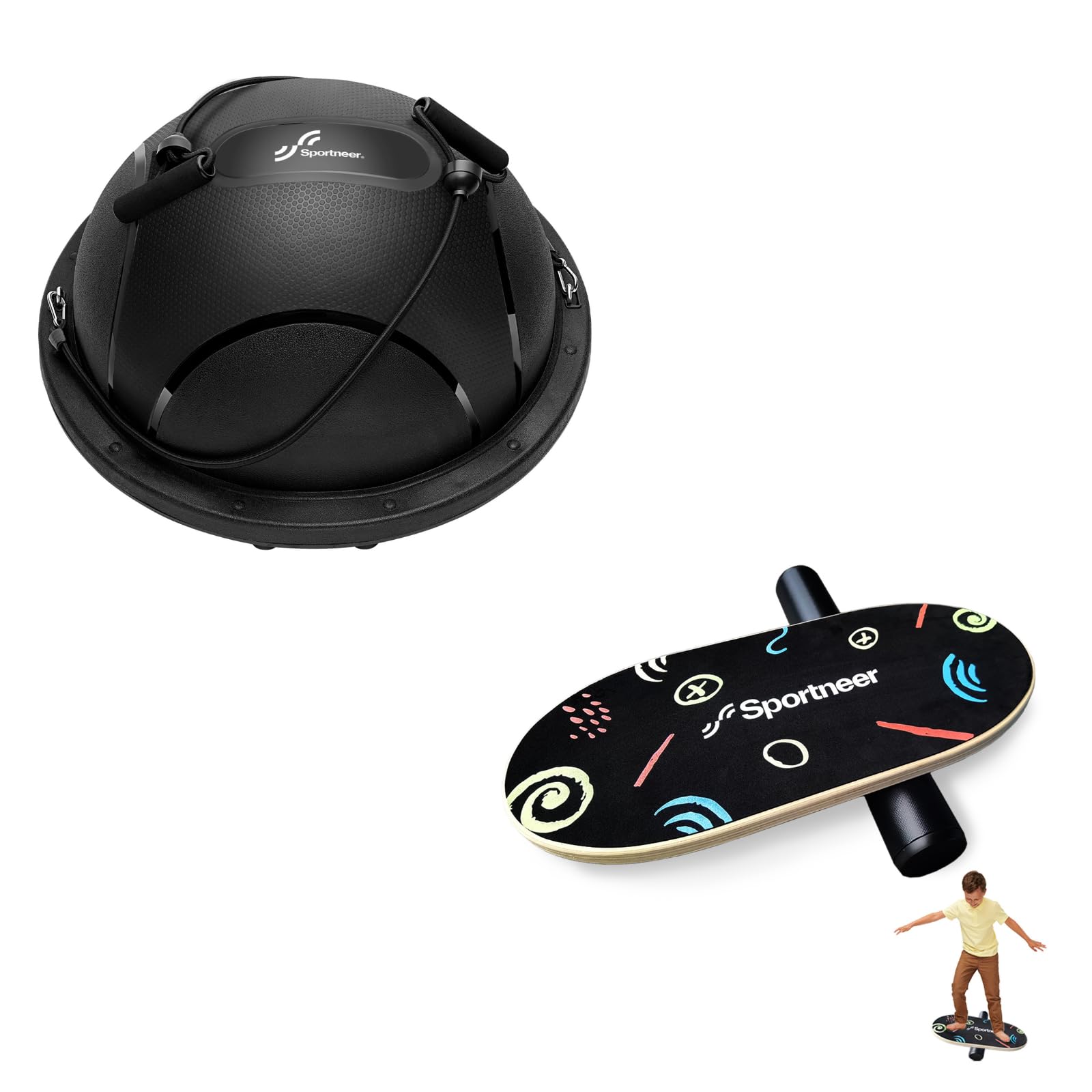 Amazon.com: Sportneer Half Balance Ball - Inflatable Half Exercise Ball ...