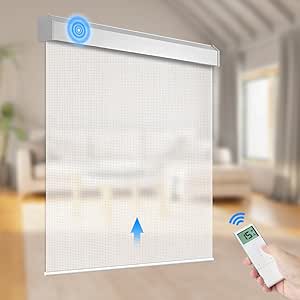 Tokblind Motorized Solar Roller Shades with Remote Control, Light Filtering Smart Blinds for ...