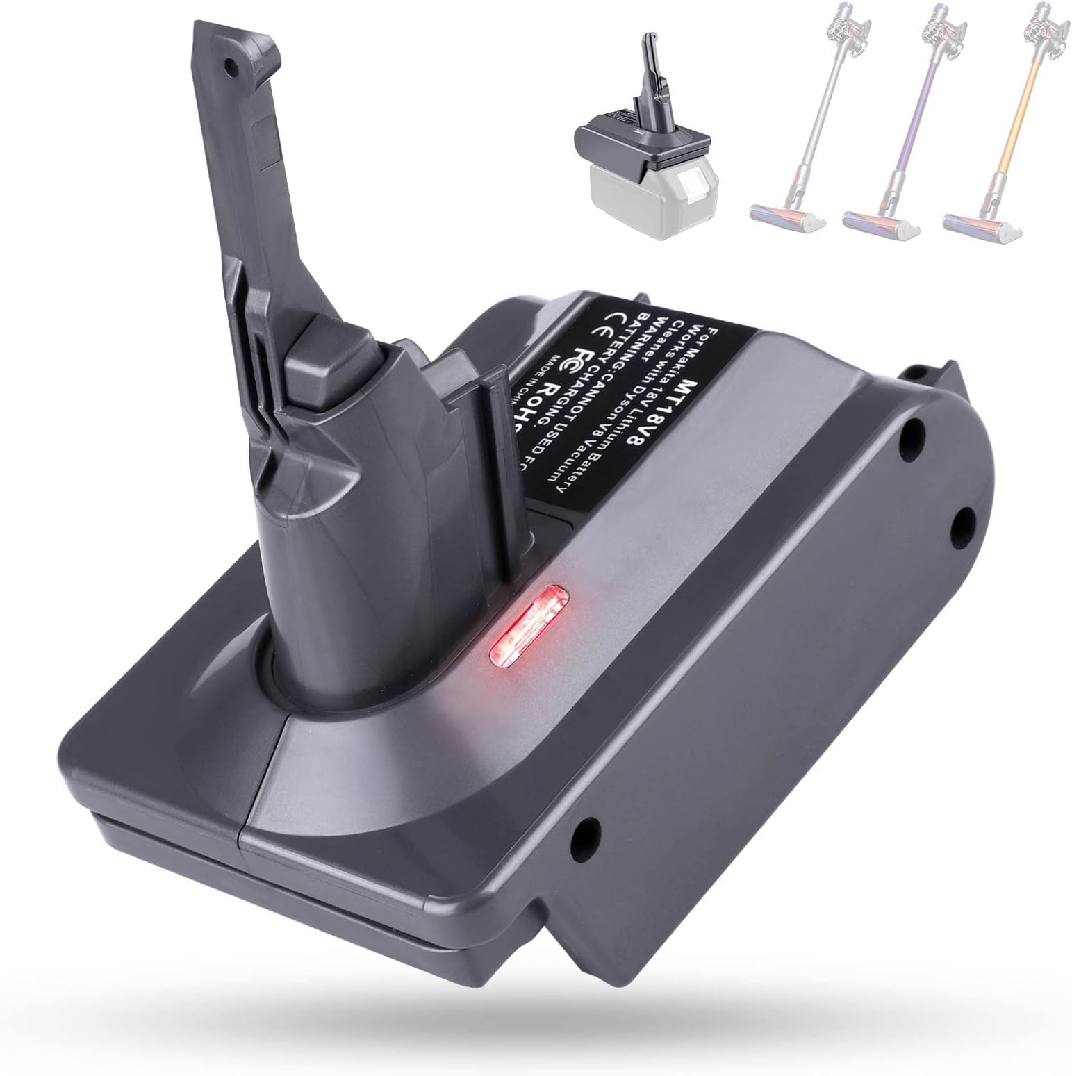 2-in-1 V7/V8 Adapter for Dewalt 20V Lithium Battery to for Dyson V7 and ...