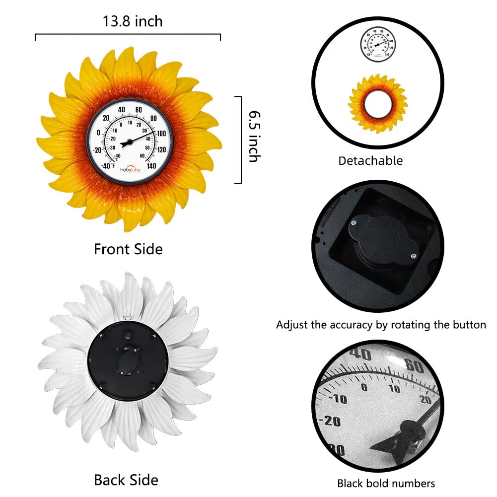 Snapklik.com : Indoor Outdoor Thermometer, Decorative Sunflower Wall ...
