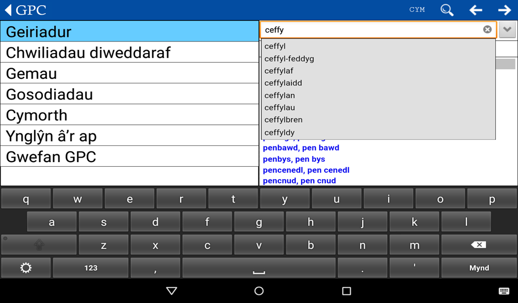 GPC Geiriadur Welsh Dictionary - App on the Amazon Appstore