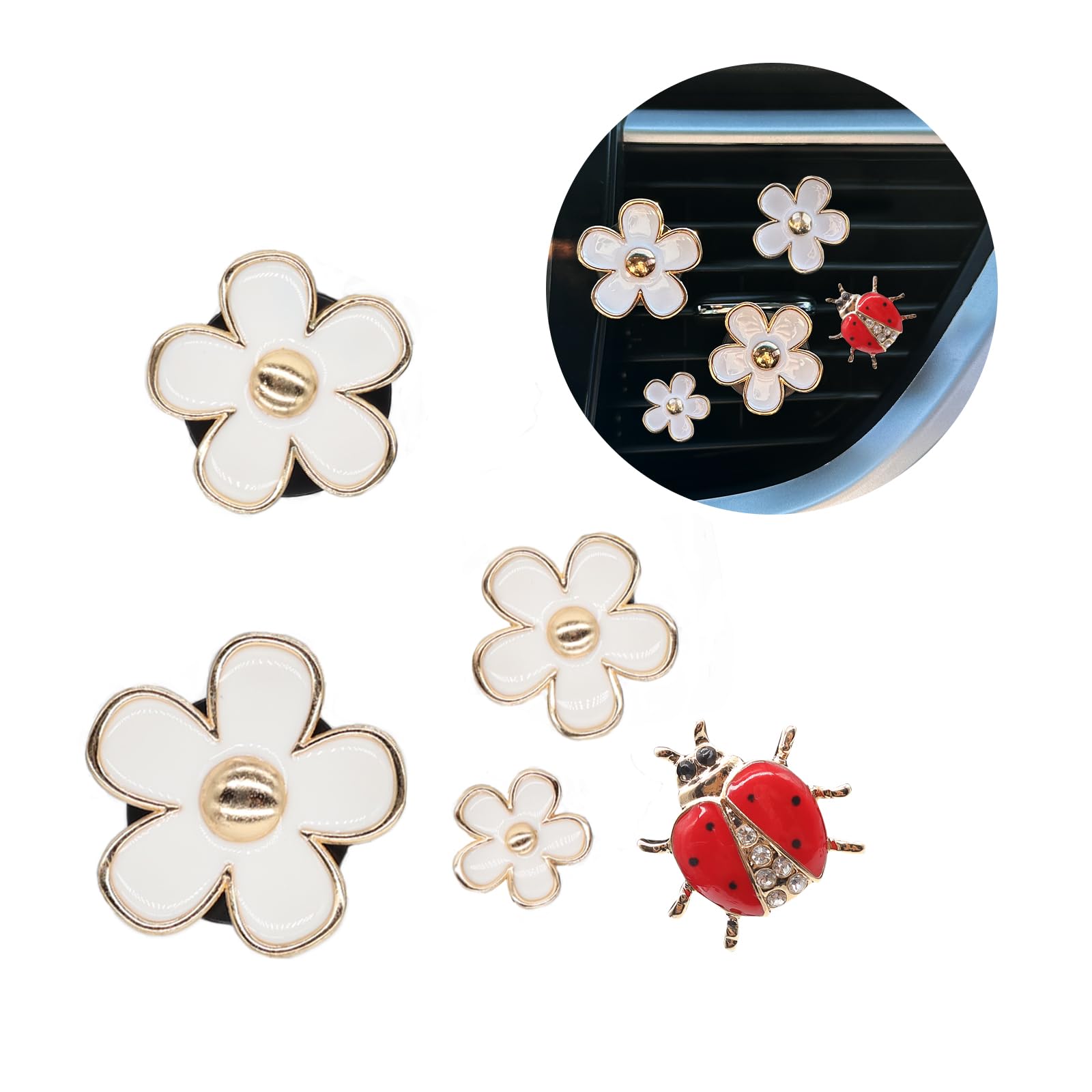 Amazon.com: ORIESSE 5pcs Flowers Ladybug Air Vent Clips Car Accessories ...