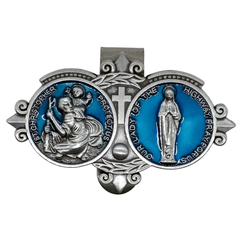 Amazon.com: Saint Christopher Catholic Auto Visor Clip | Blue Accents ...