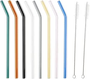 Amazon.com: GLASS Straws for 20 oz, 30 oz Cup Tumbler, Set of 8 ...