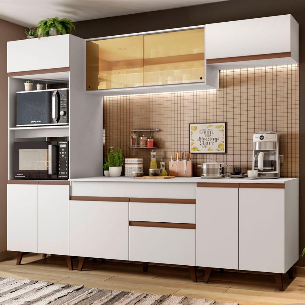 Madesa Full Modular Kitchen Complete Set with Glass Cabinets Ample ...