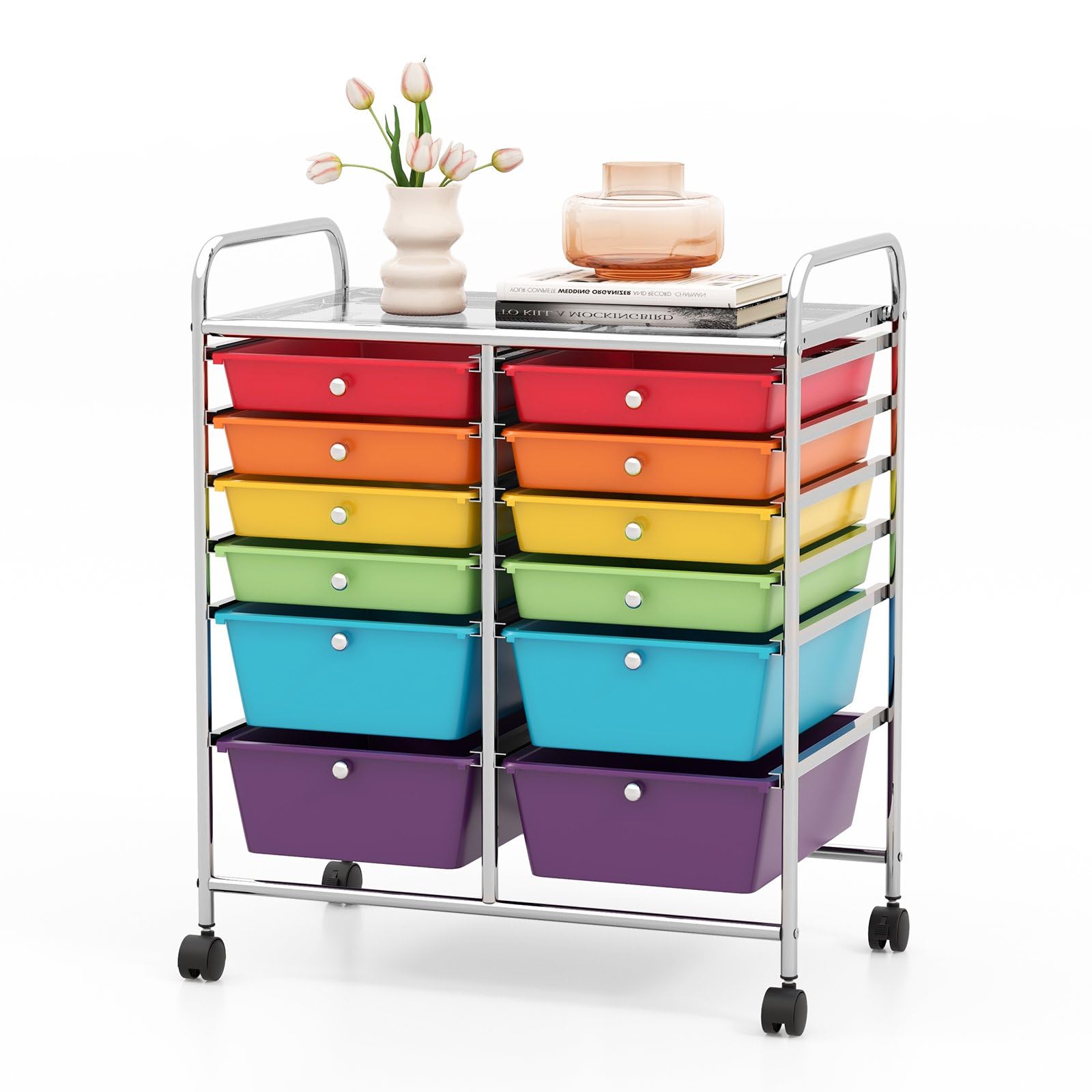 Amazon.com: COSTWAY 12-Drawer Rolling Storage Cart, Moveable Art Craft ...