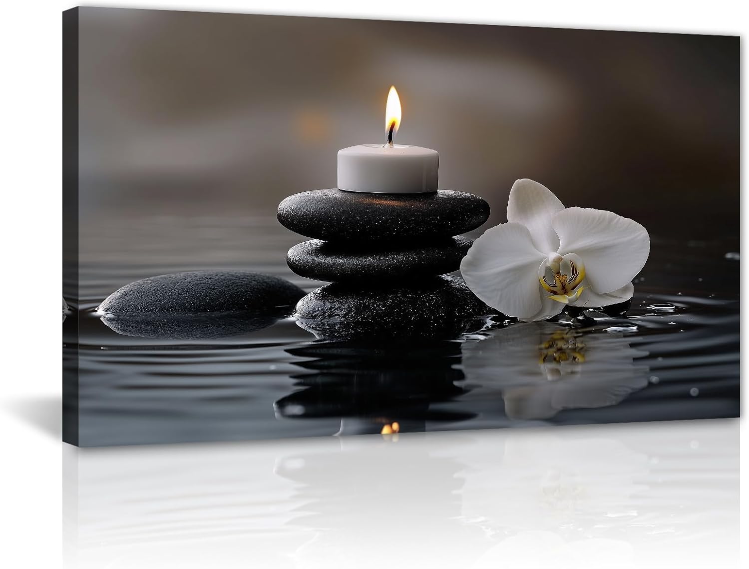 Amazon.com: GLOKAKA Zen Canvas Wall Art Stacked Stones with Candle ...